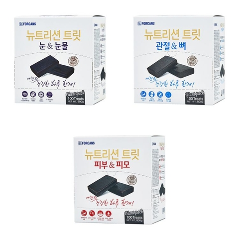 쿠마마켓 - 포켄스 뉴트리션트릿 강아지 영양제 3종(관절&눈물&피부) 800g(100p)