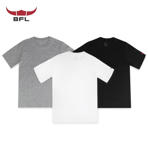 쿠마마켓 - BFL순면 반팔셔츠 3장 세트 (3color)